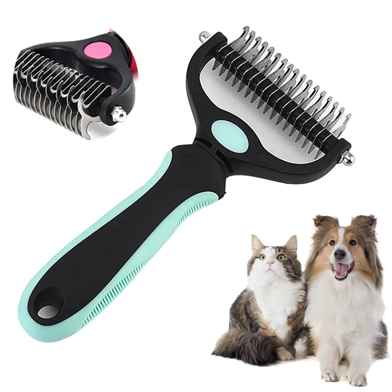 Pet Grooming Comb Set: Double-Sided Pet Hair Remover for Cats & Dogs ...