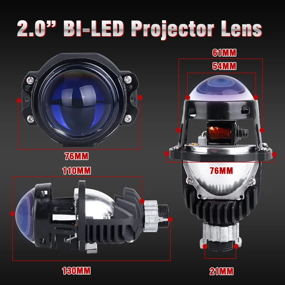 Blue Mini Bi LED Headlight Projector With Biled Lens For Car And Motorcycle Speakers Retrofit H4 ...