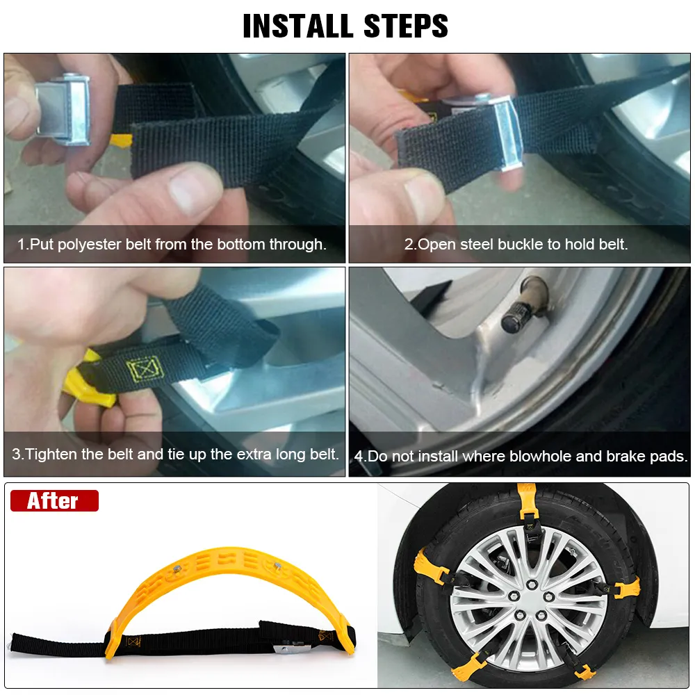 Car Winter Tire Wheels Snow Chains Cable Belt Anti-Skid Emergency ...