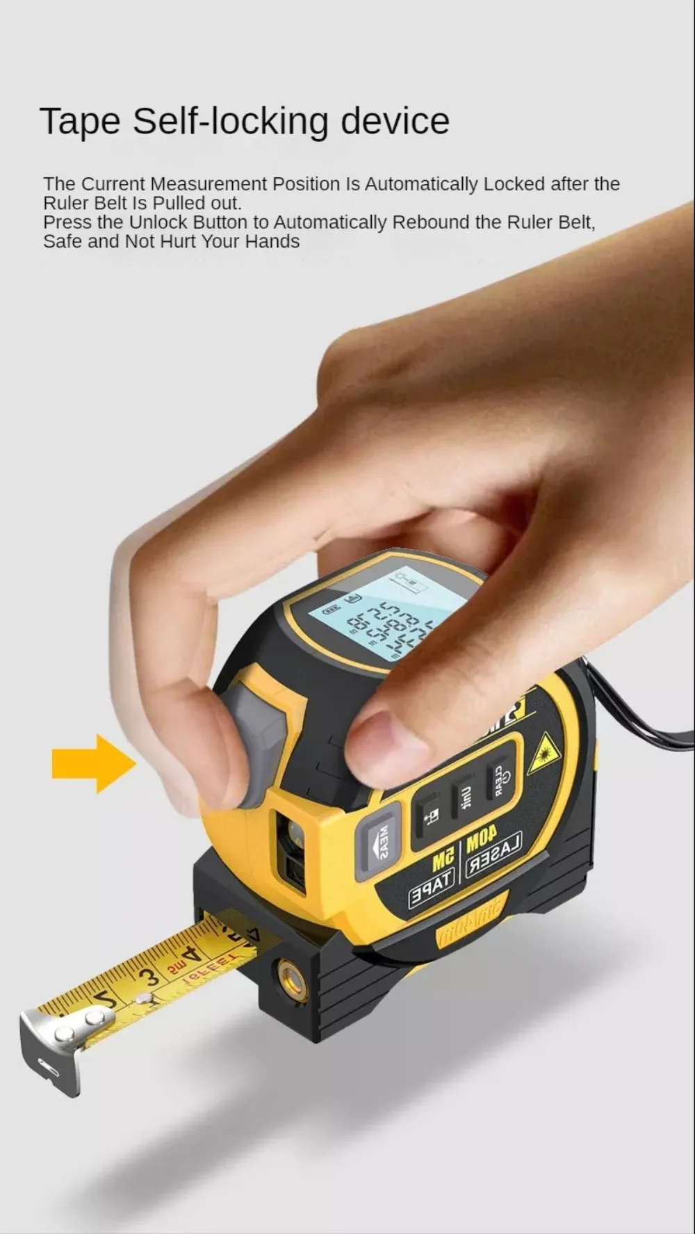 3-in-1 Digital Laser Tape Measure with Screen Display, 10 × 10 × 8 cm ...