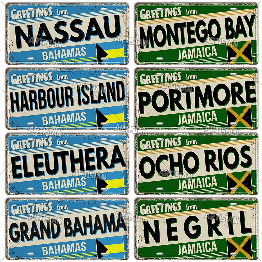 Artisian Caribbean Landmark Metal Sign Cuba Jamaica Dominican Bahamas ...