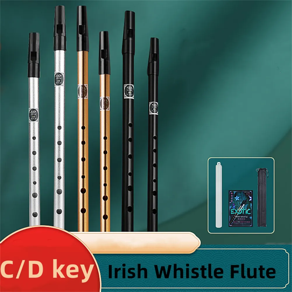 6-Hole C/D Key Irish Whistle Flute - Authentic Irish Tin Penny Whistle ...
