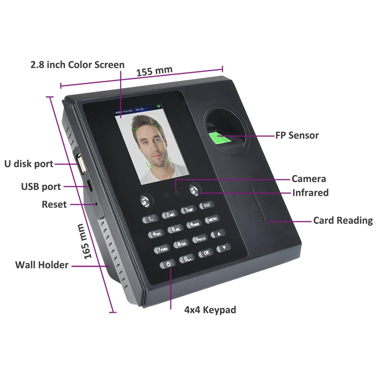DHgate.com:WiFi Biometric Time Attendance Machine with 2000mAh Battery ...