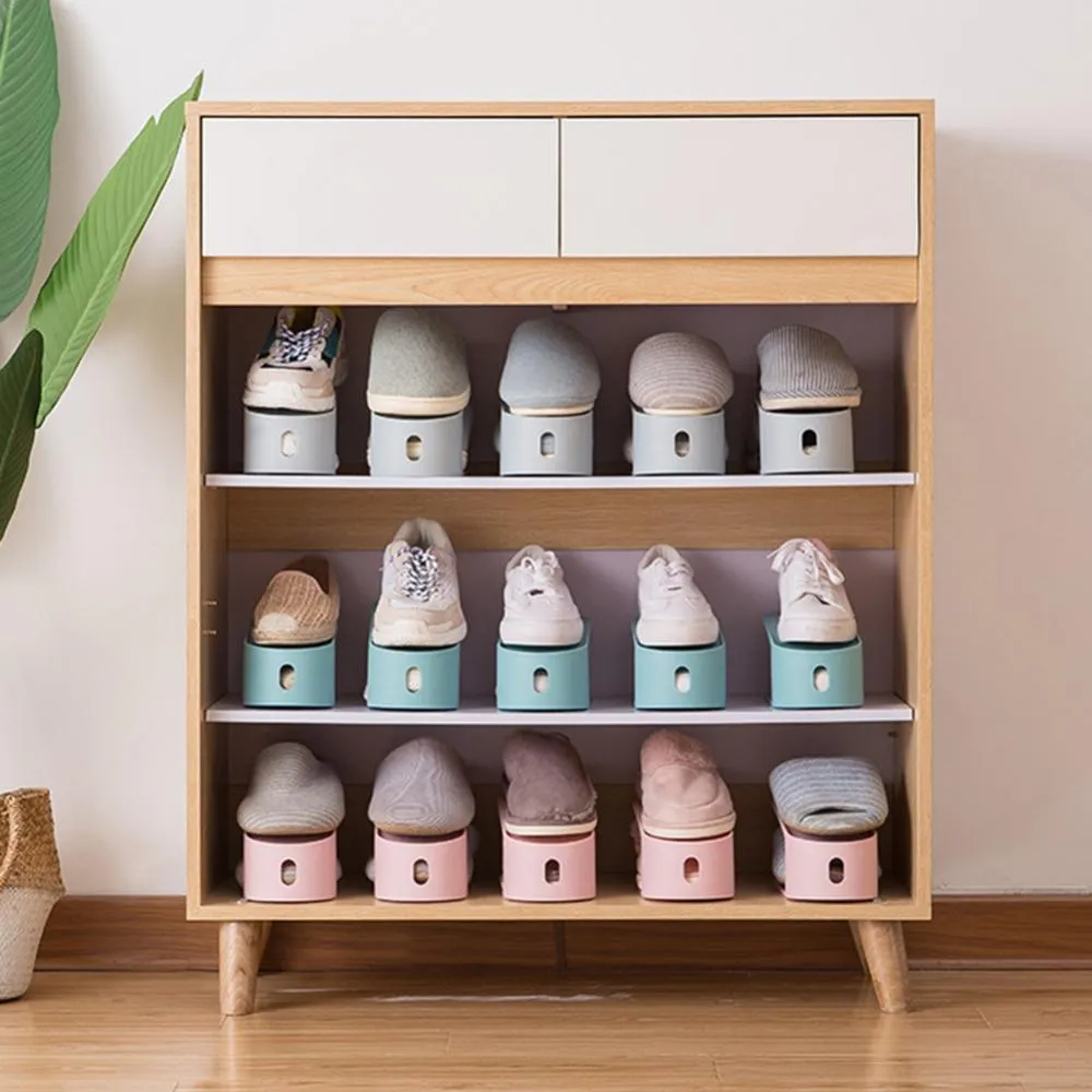 Space-Saving Double-Layer Shoe Rack Organizer, Durable Plastic Storage ...