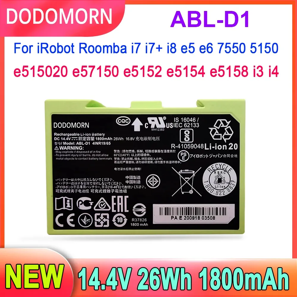 New ABL-D1 Battery For iRobot Roomba i7 i7+i8 e5 e6 7550 5150 e515020 ...