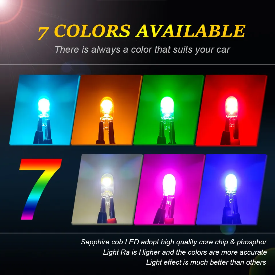 2x T10 COB Sapphire LED Car Dome Reading Lamp Bulbs 12V 6000K Wedge ...