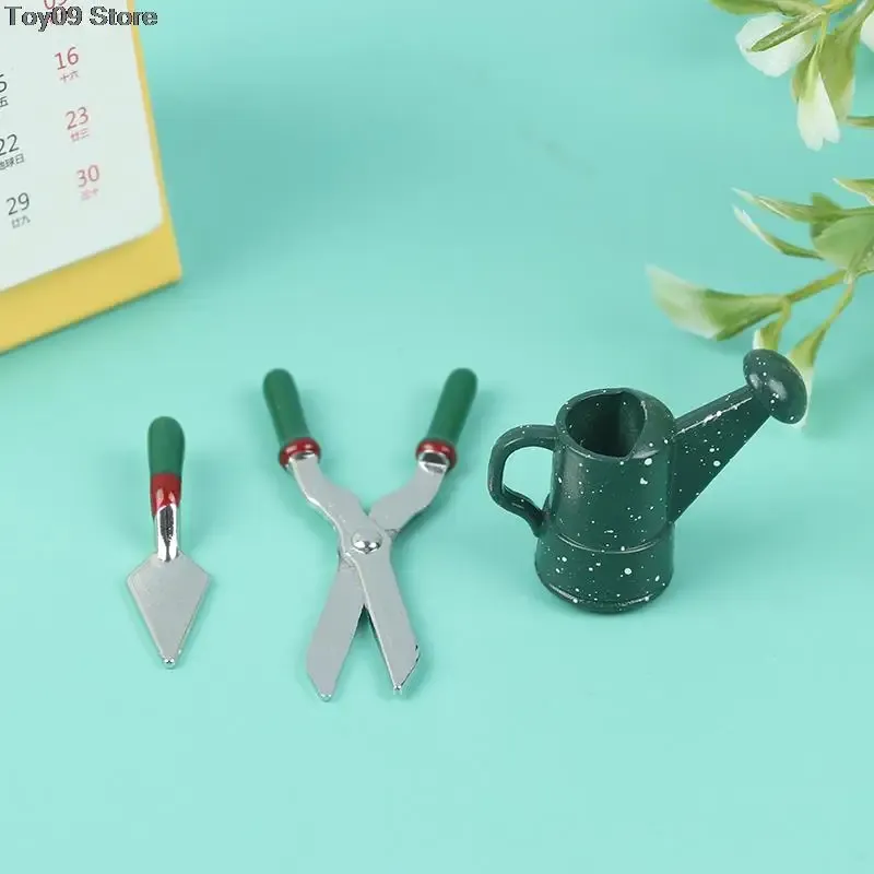 1:12 Dollhouse Miniature Gardening Set - Metal Watering Pot, Scissors ...