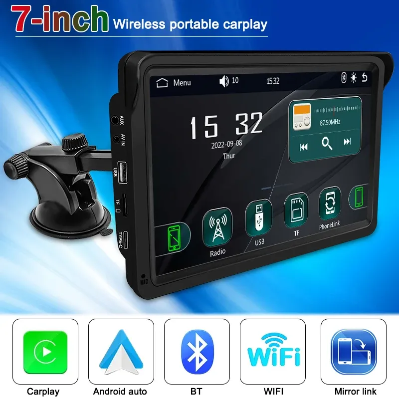 12V Portable Car Monitor Display Rear View Camera 7 Inch Screen Player ...
