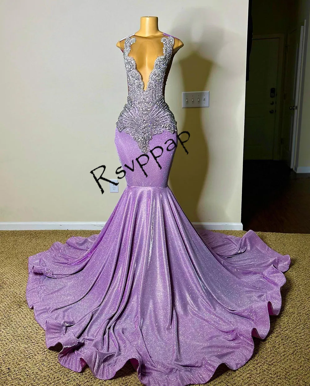 Exquisite Handmade Purple Mermaid Prom Dresses Long Formal Party Gowns ...