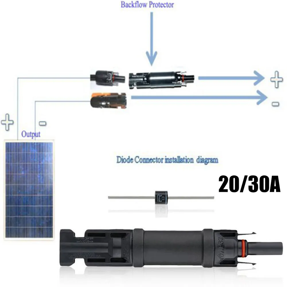 Waterproof solar panel battery connectors - 20A/30A DC1000V In-line ...