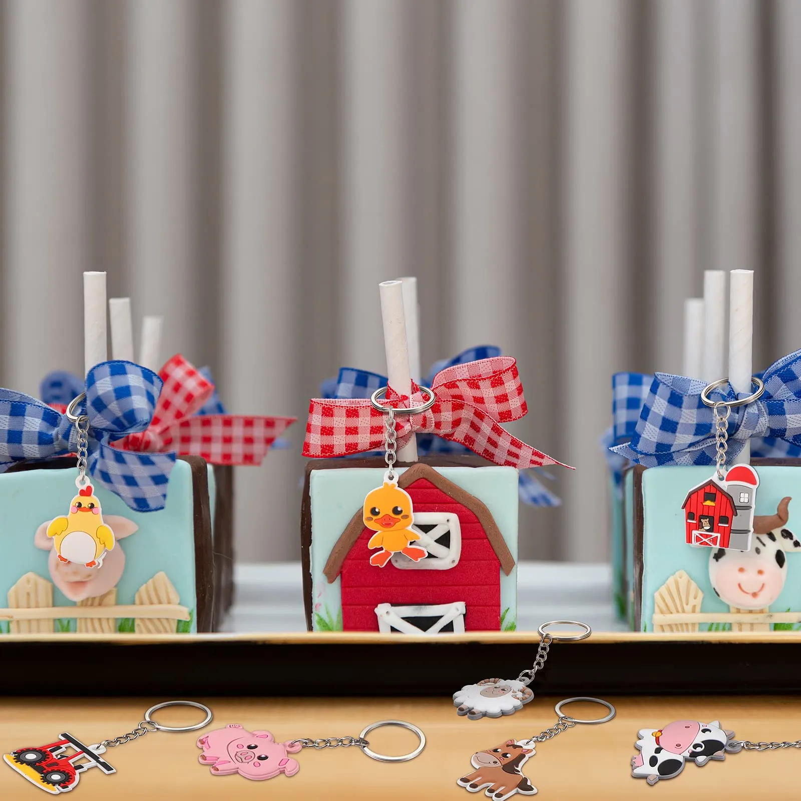 Farm Animal Keychains for Birthday Party Supplies, Baby Showers, and ...