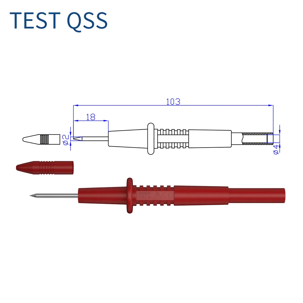 4mm Banana Plug to 2mm Test Pin Probe Tips Electrical Connector Needle ...