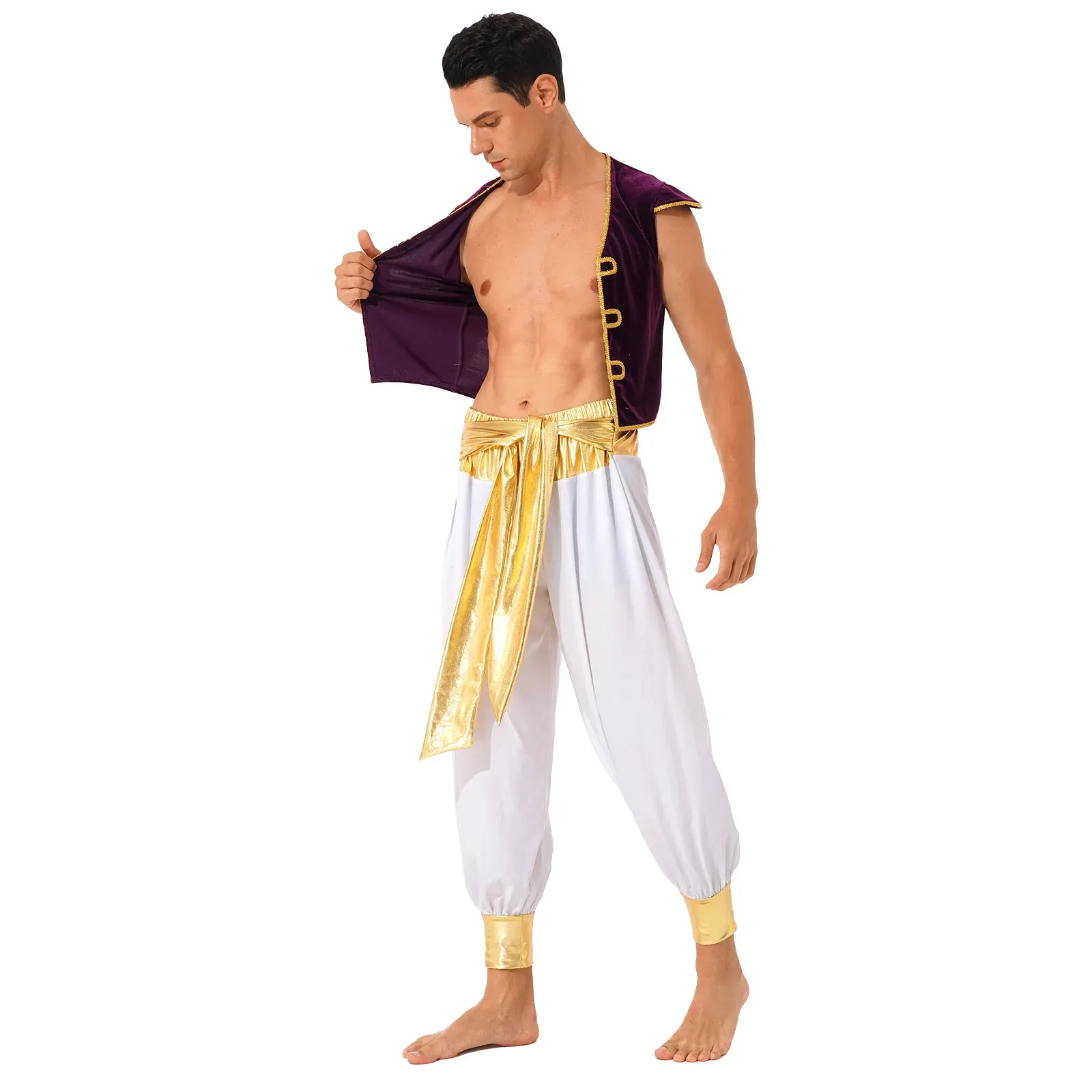 Adult Arab Prince Costume Mens Persian Arabian Vest & Harem Pants Set ...
