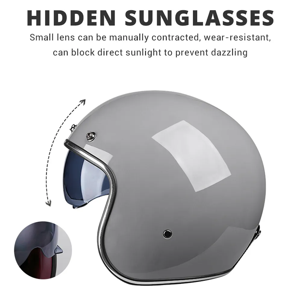 Retro Open Face Motorcycle Helmet with Face Shields and Goggles ...