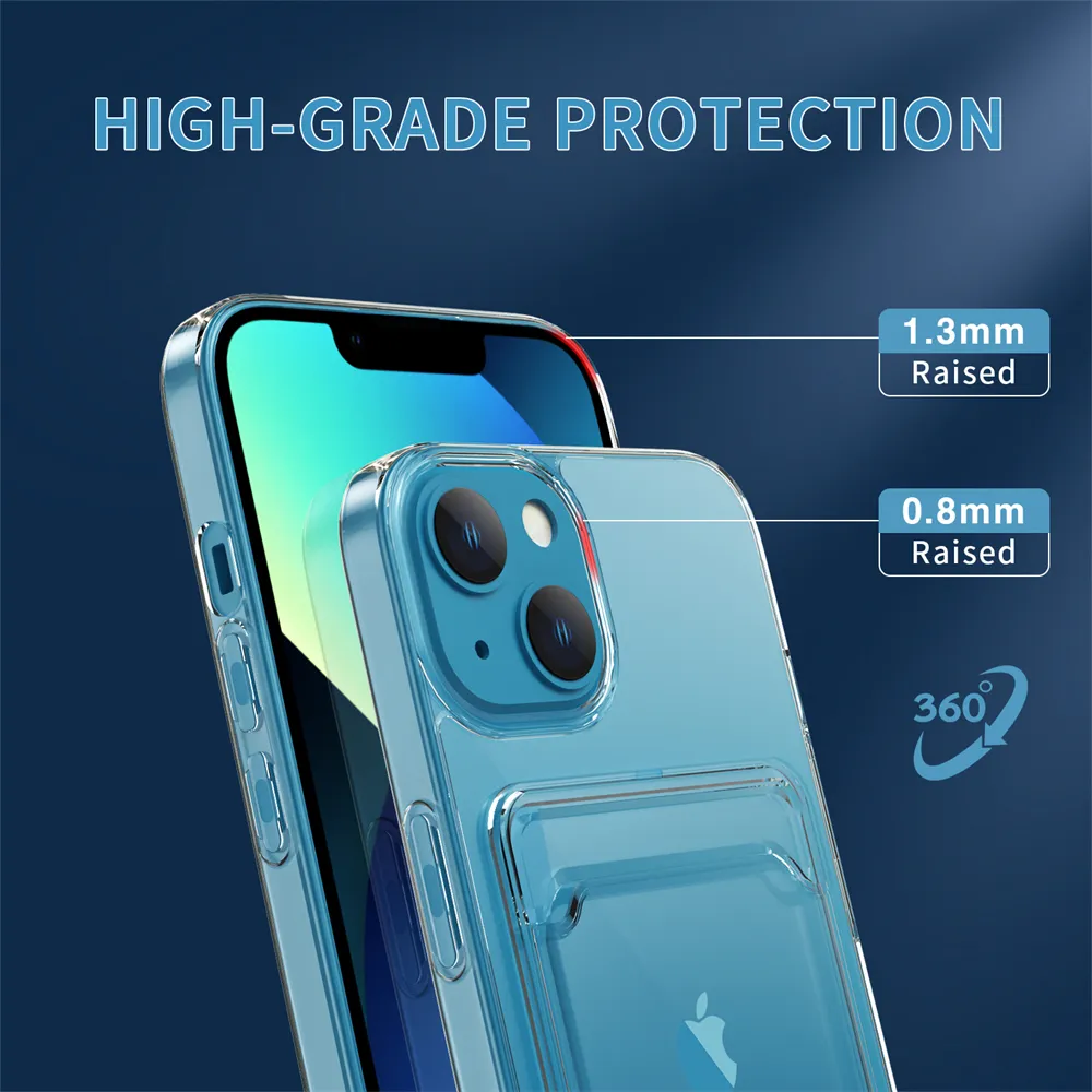 DHgate.com:Crystal Clear Card Slot Holder Shockproof Phone Case for ...