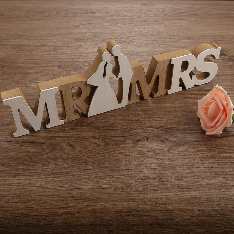 Mr & Mrs Rustic Table Signs - 2-Pack Small Wooden Wedding & Sweetheart ...