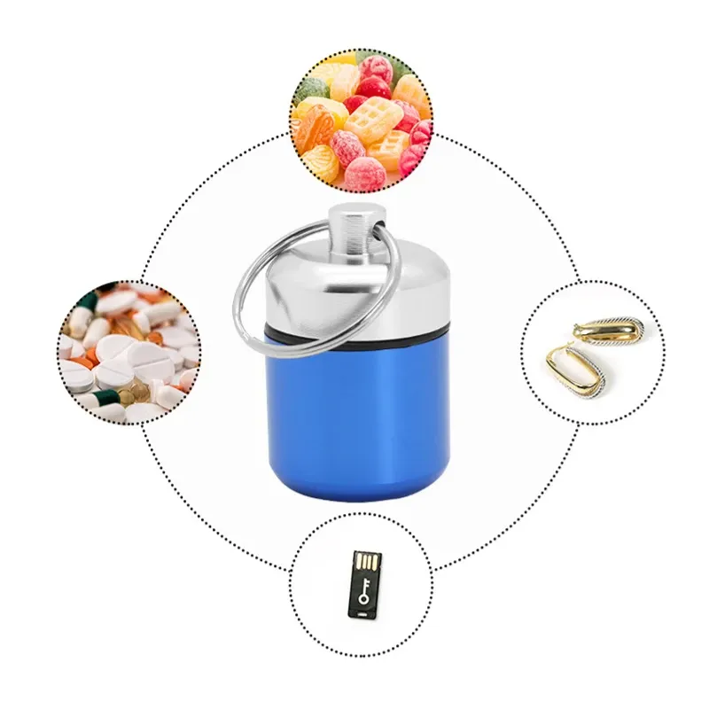 Pill Box Keychain: Aluminum Waterproof Pill Container with Secure Screw ...