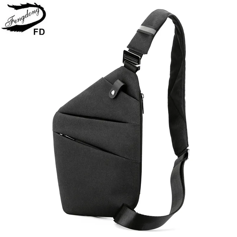 Mens waterproof messenger bag small crossbody chest bag with zipper ...