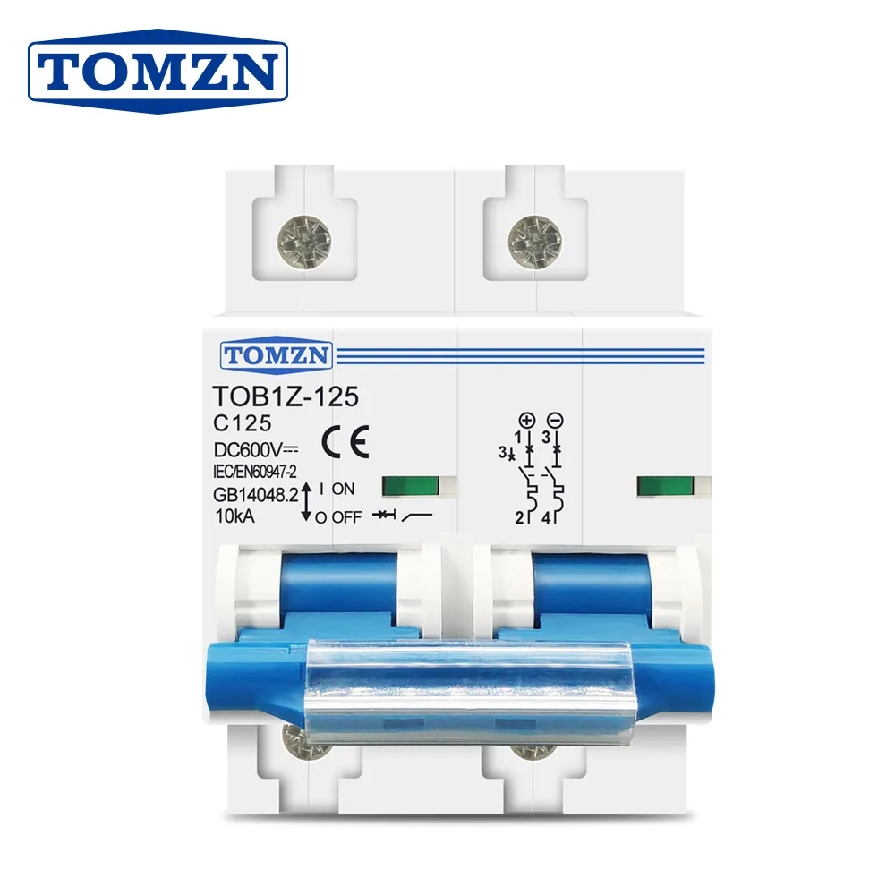2P 125A 100A 80A DC MCB Circuit Breaker, 600V Main Switch for Solar PV ...
