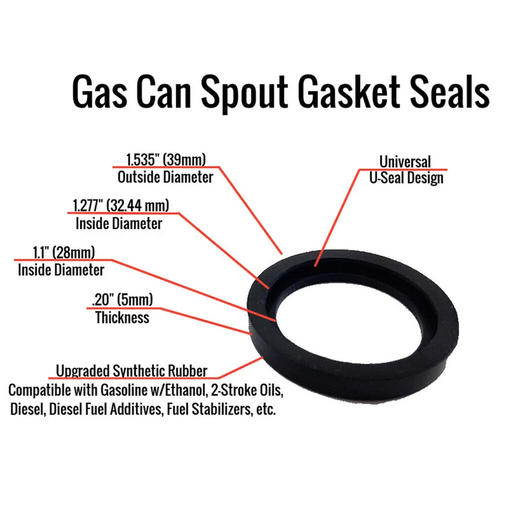 6 Pack Gas Tank Gasket Solutions Nozzles With Rubber Spout 2.5, 5, 10 ...