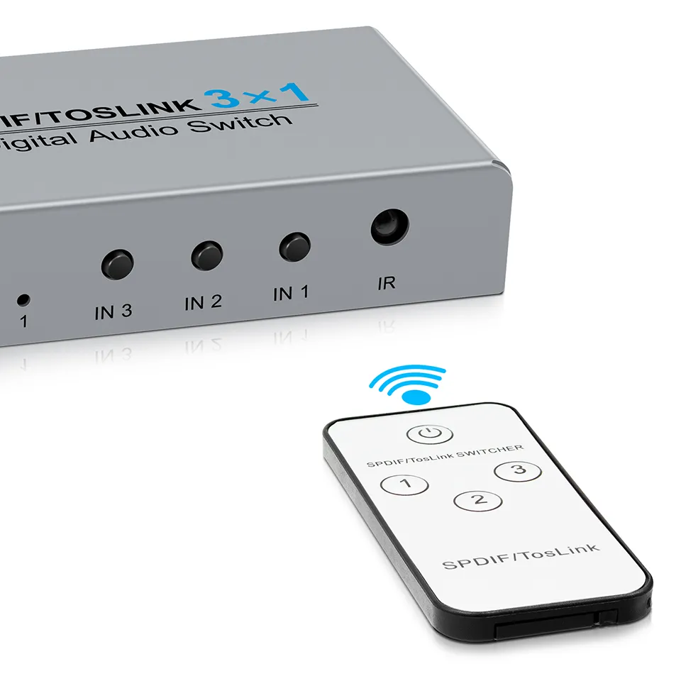 Wiistar 3 Port Optical Audio Switch Digital SPDIF Toslink Splitter With ...