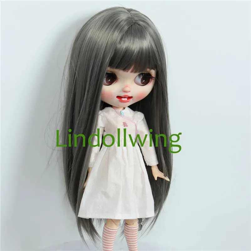 9-10 Inch Blythe Wig: Long Dark Silver Straight Hair 240507bj from ...