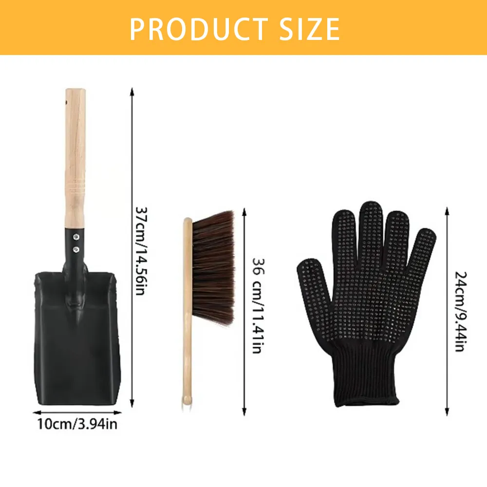Premium Fireplace Cleaning Kit - 7-Piece Steel Brush Shovel Tools Ash ...