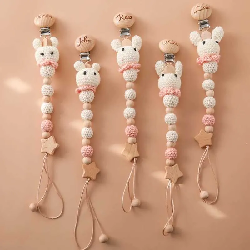 Baby Pacifier Clip Chains - Crochet Beads Dummy Holder Set, Teething ...