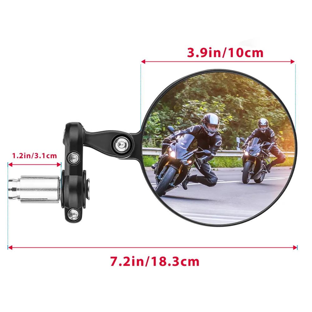 E-MARK Handlebar End Mirrors for Motorcycles & Scooters - Universal Fit ...