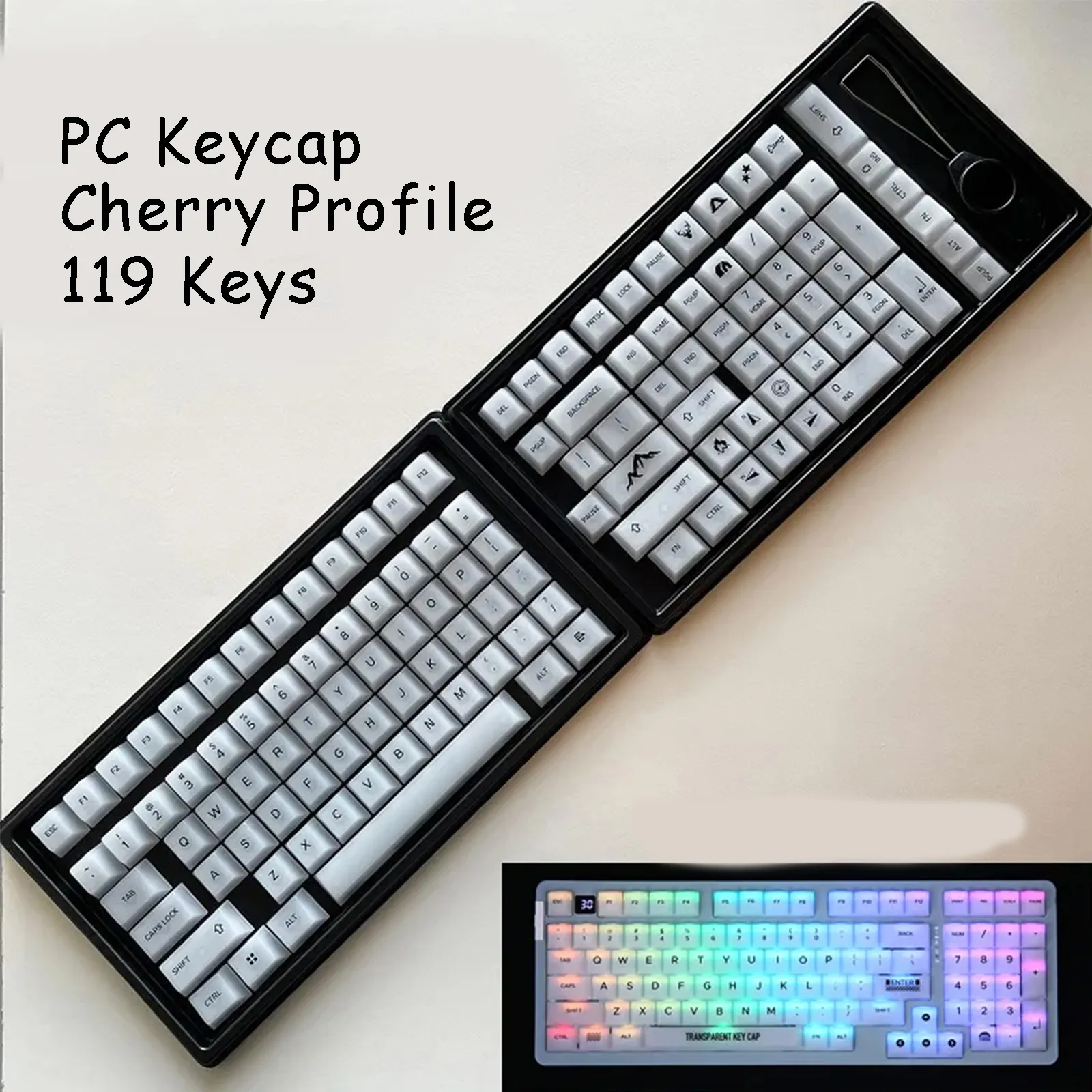 DHgate.com:2024PC Jelly Pudding Foggy Keycaps 104/87/61 Translucent PBT ...