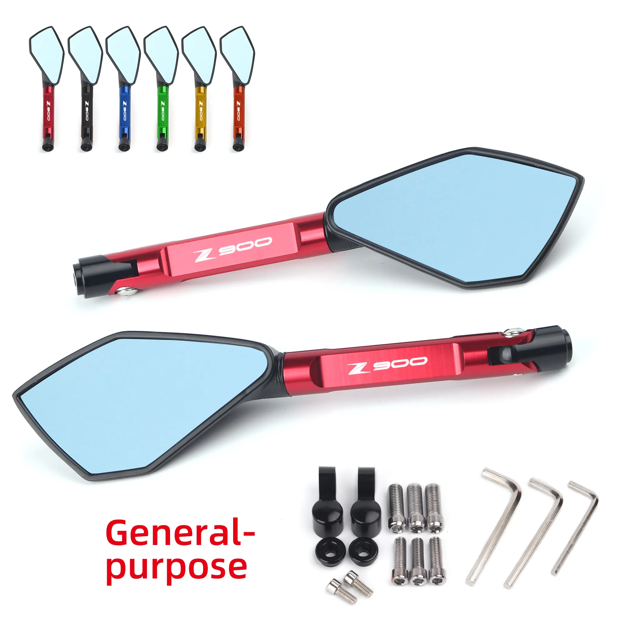 DHgate.com:CNC Blue Anti-glare Motorcycle Rearview Mirrors for Kawasaki ...