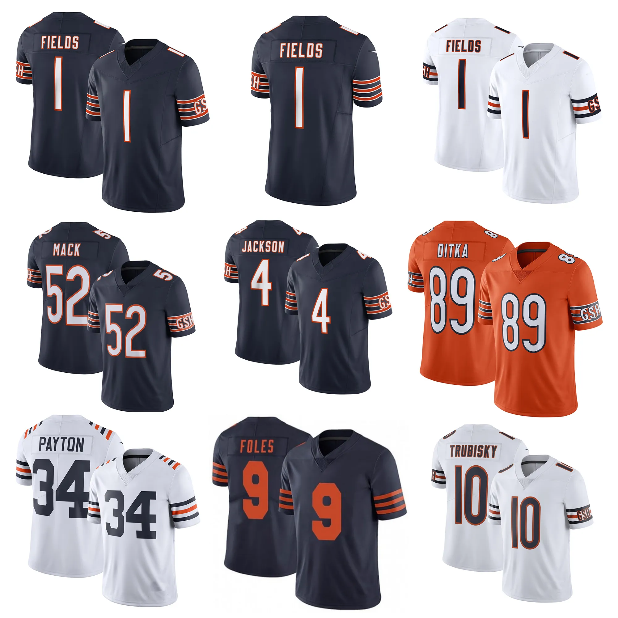 Keenan Allen Caleb Williams Mike Ditka Football Jersey Jim McMahon ...