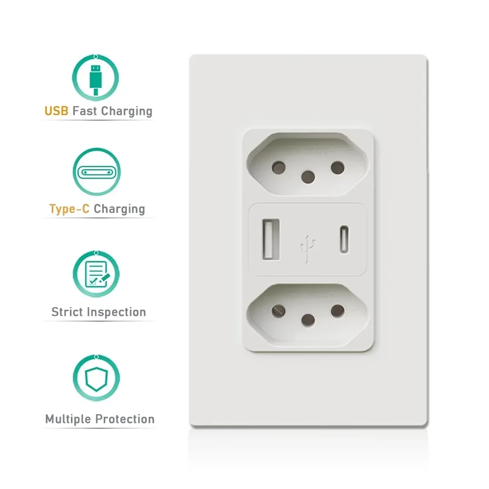 Brazilian Power Plug 4.8A USB Type C Charger Brasil... From Ddmyapr ...