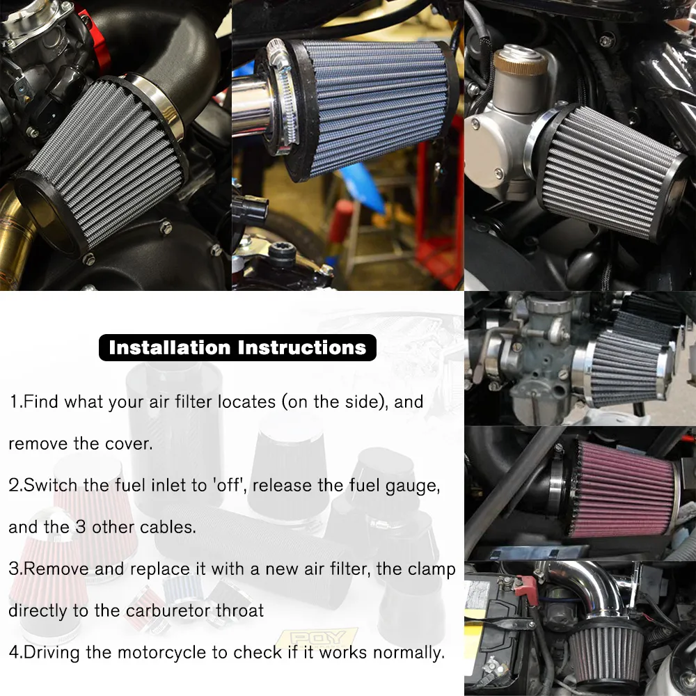 Universal Premium Motorcycle Intake Air Filters for Cold Air Intake ...