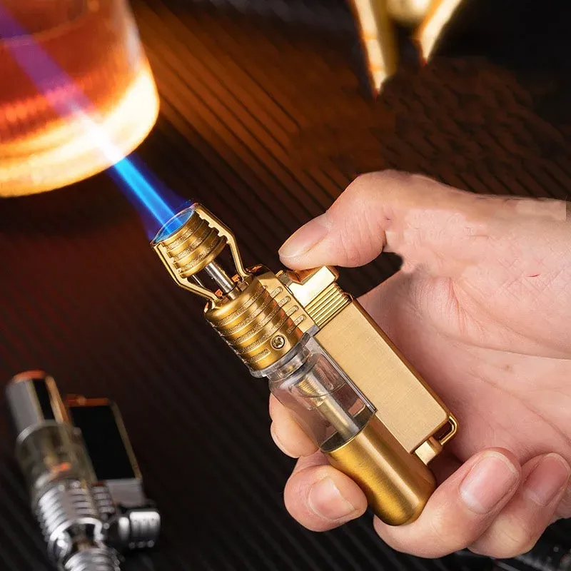 Blue Jet Flame Spray Gun Butane Lighter with Gas Window for BBQ ...