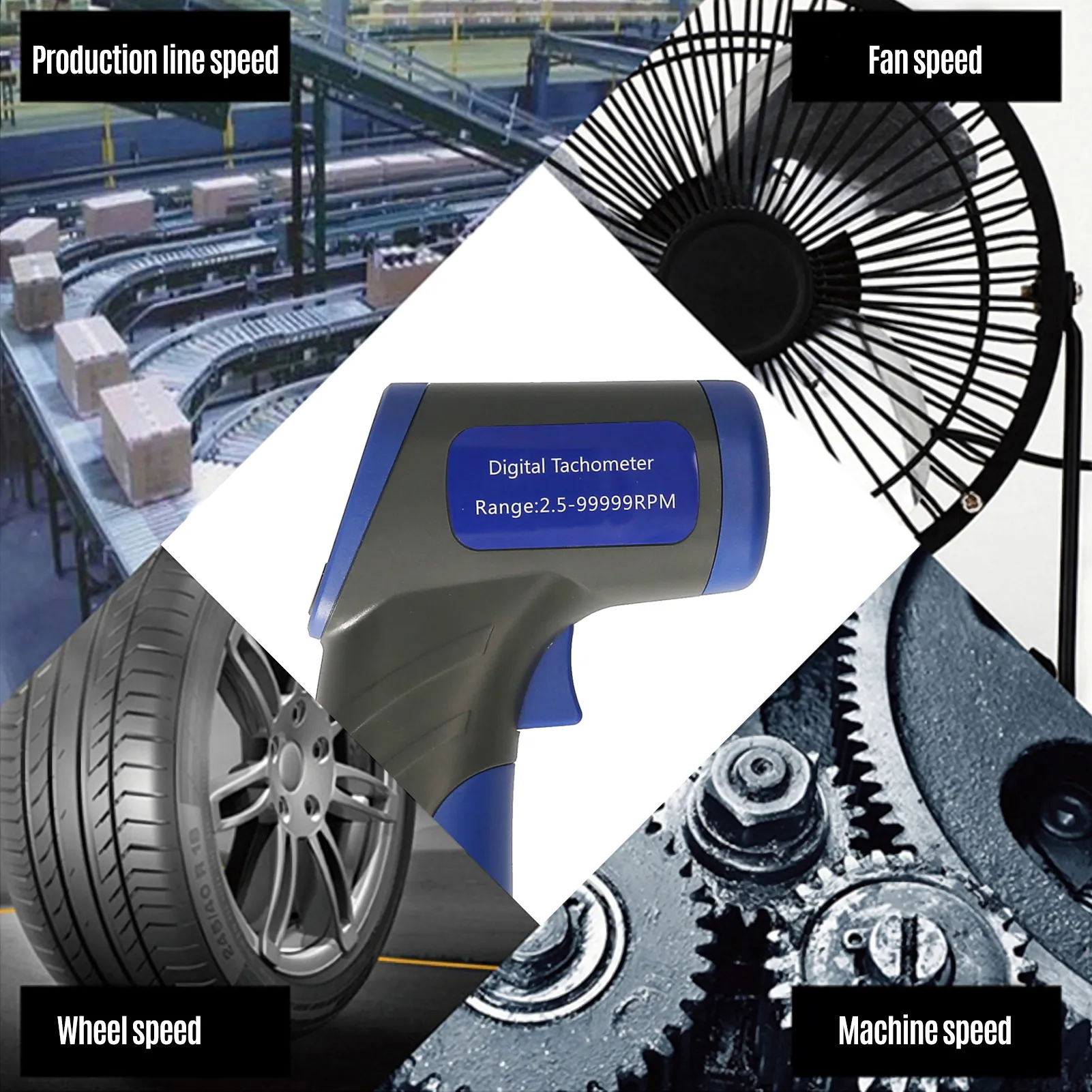 Handheld Tachometer, Non Contact Digital RPM Meter With Laser Precision ...