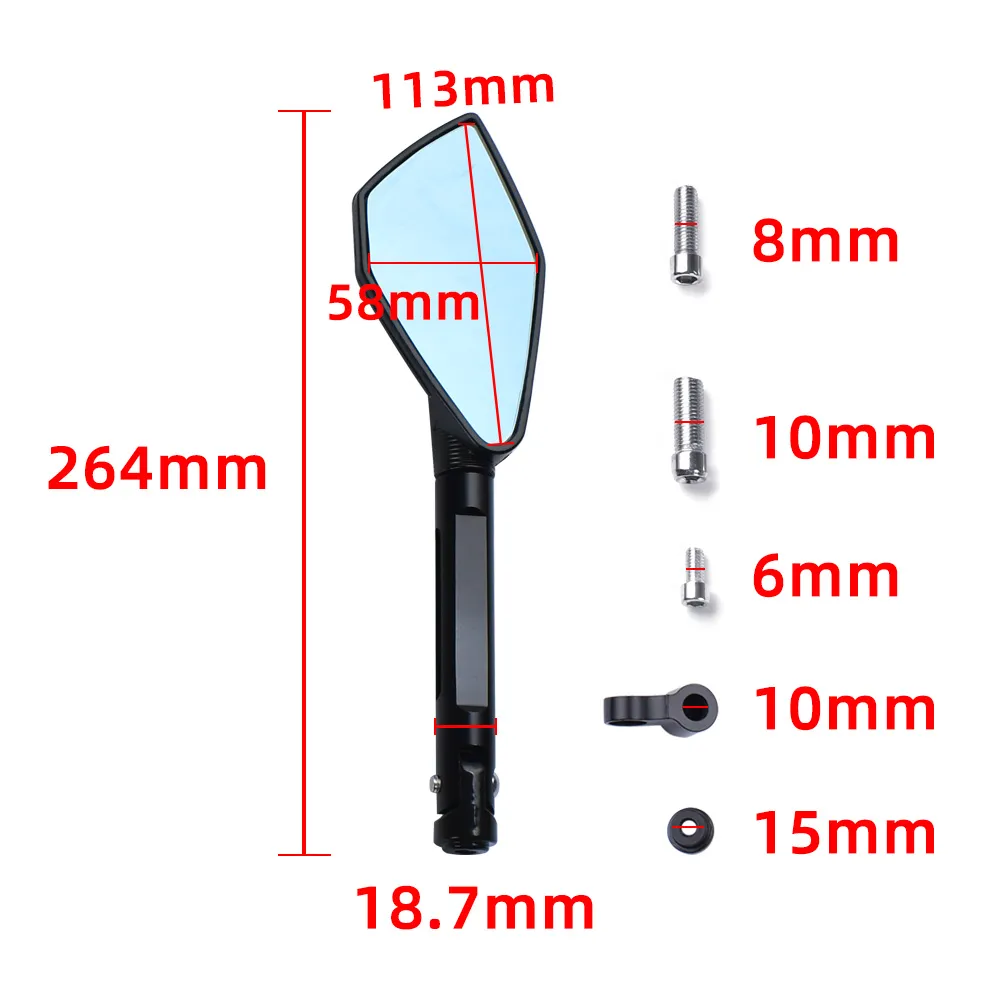 DHgate.com:Blue Aluminum Anti-glare Motorcycle Rearview Mirrors for ...