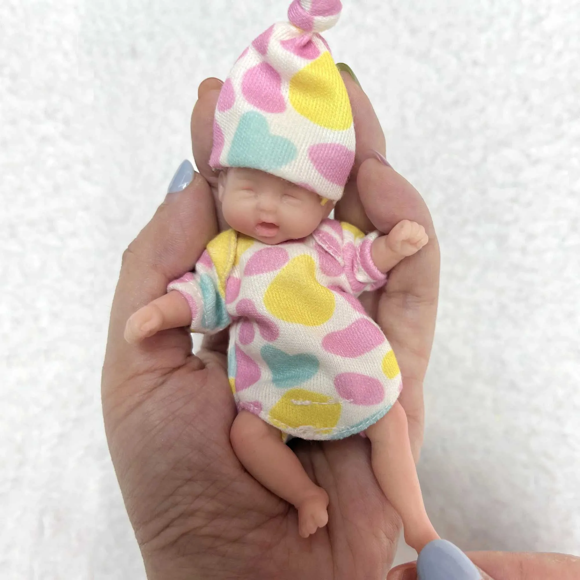 Handmade 10cm Mini Palm Soft Silicone Rainbow Moon Reborn Dolls Set For ...