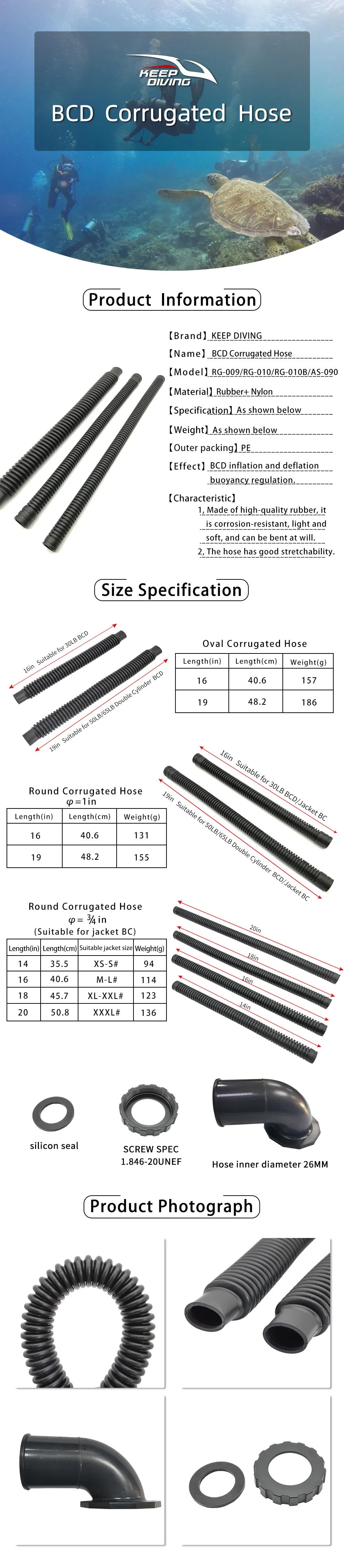Premium Corrugated Hose for BCD Jackets and Sidemount BC - Reliable ...