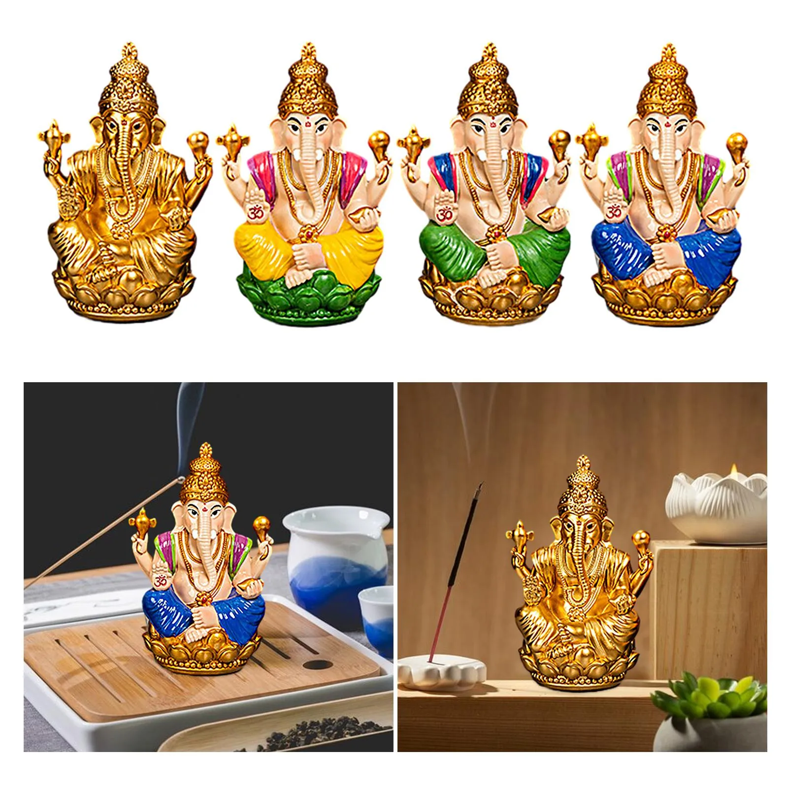 Mini Resin Ganesha Idol | Hand-Painted Figurine | Religious Home Décor ...