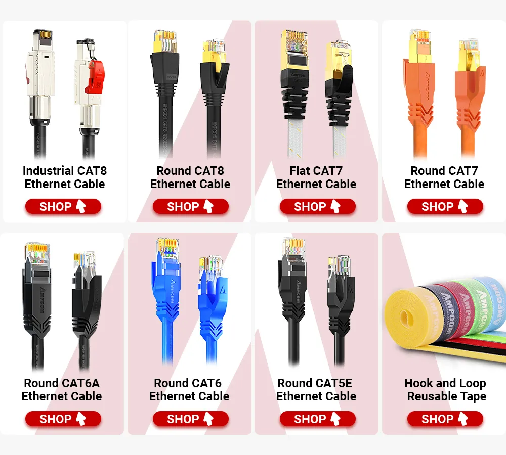 AMPCOM Bulk Ethernet Cable CAT6 CAT5E OFC Solid Pure Bare Copper 0.57mm ...