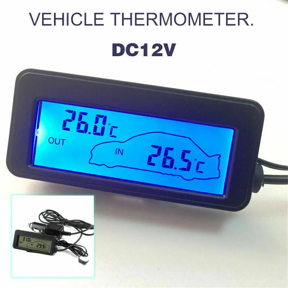 Car Digital Thermometers Mini Waterproof LCD Temperature Sensors With 1 ...