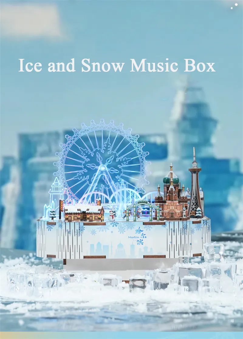 DIY Wooden Ice And Snow Borgata Music Box Building Kit With Lights 3D ...