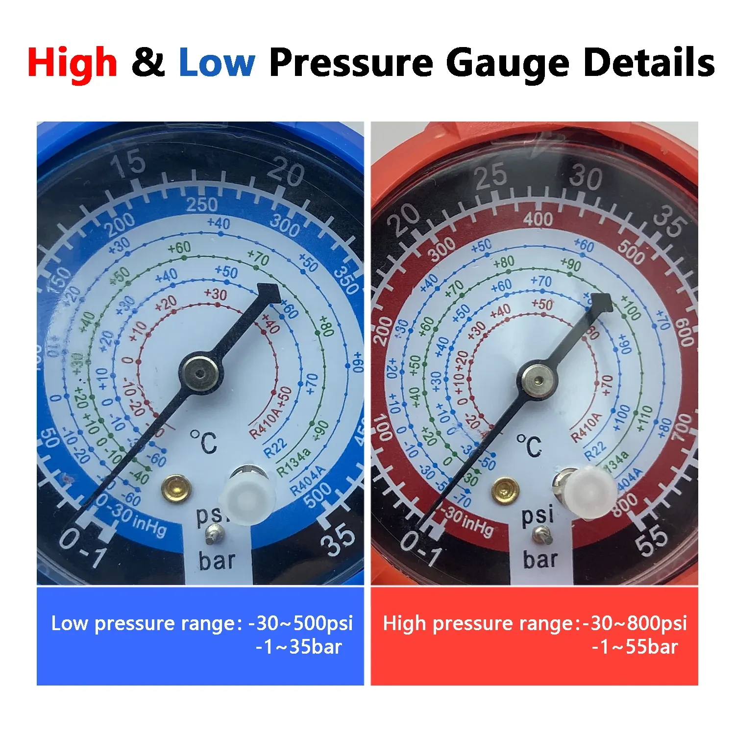 H/L Pressure Gauge for R22 R410A R134A R404A Air Conditioner ...