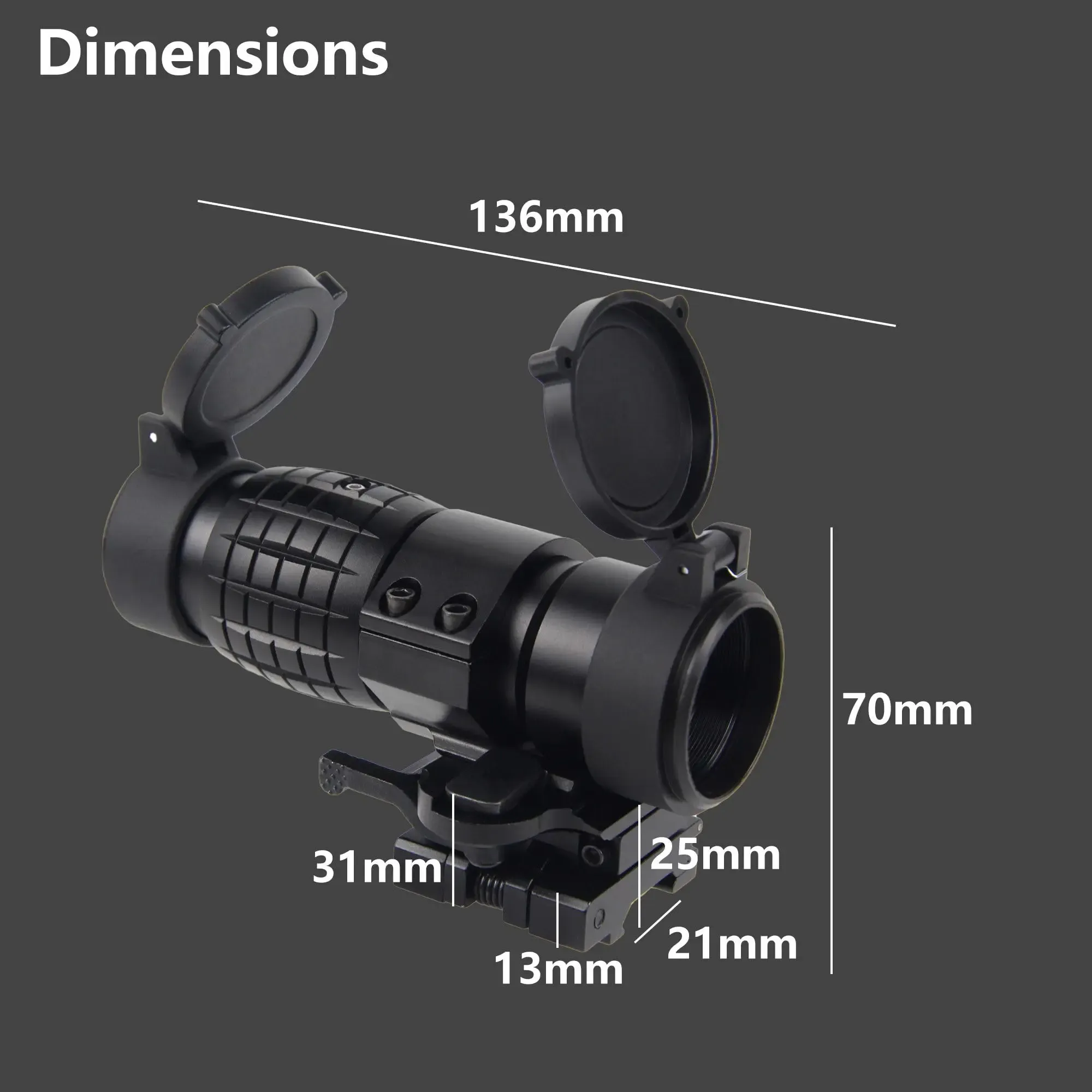3X Red Dot Magnifier With Flip To Side Mount Aluminum Sight Magnifier ...