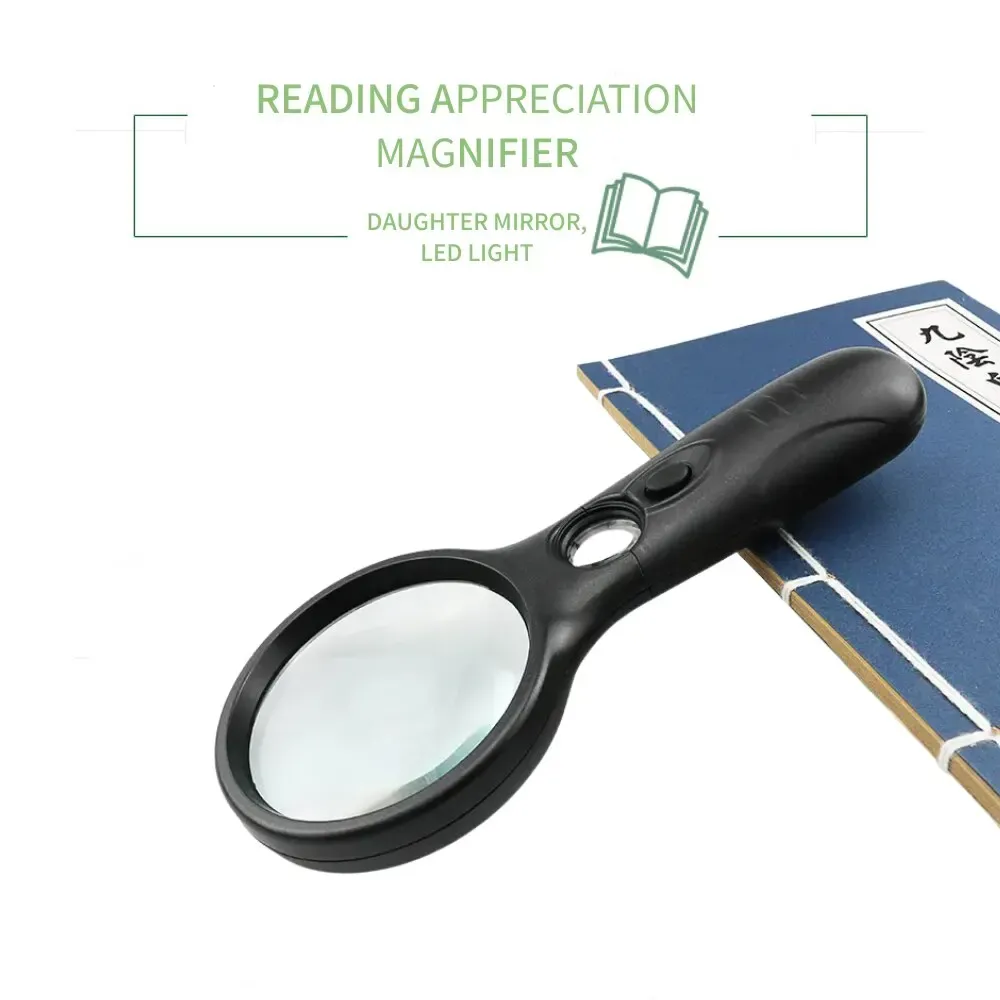 Portable Handheld glass magnifying glass with 3 LED Lights and Acrylic ...