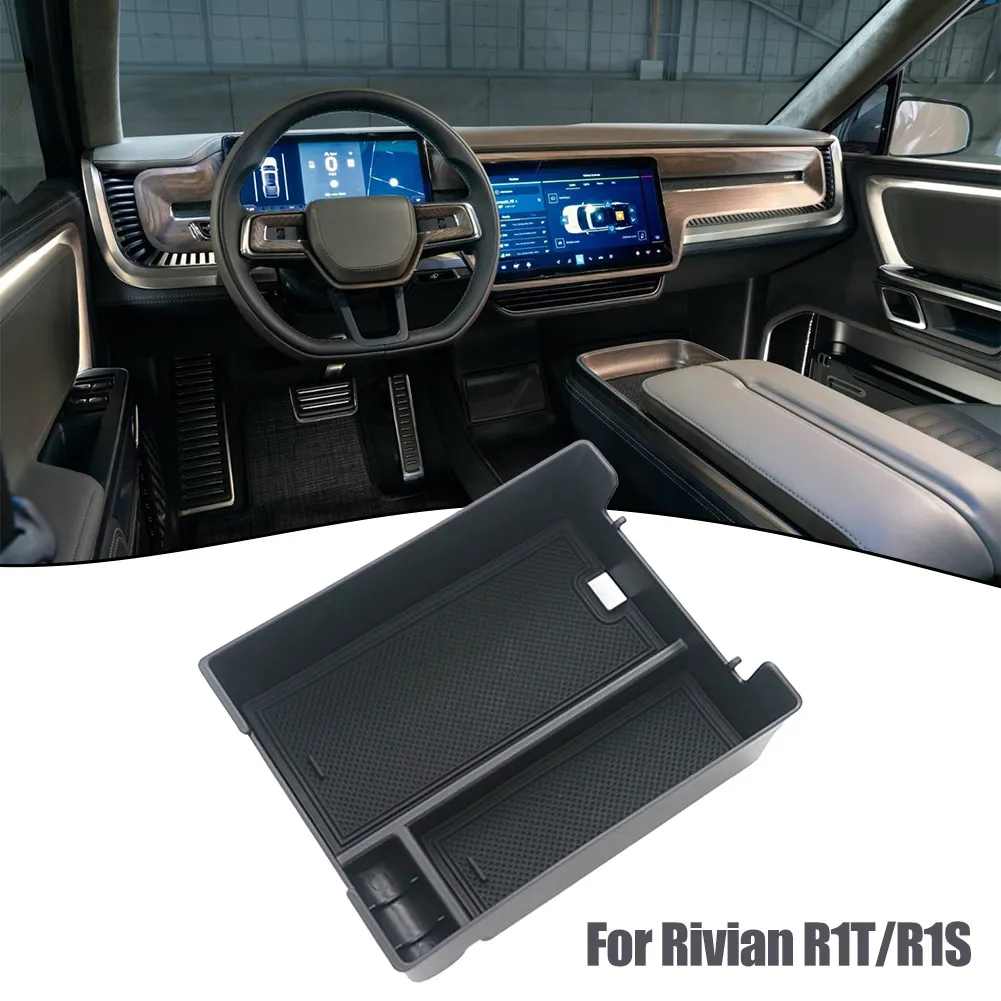 Premium Rivian R1S R1T Center Console Organizer: Eco-Leather Armrest ...
