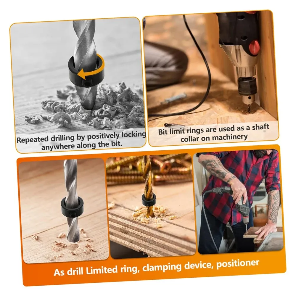 Drill Depth Stop Bit Collar Set Adjustable Positioner Limit Ring with ...