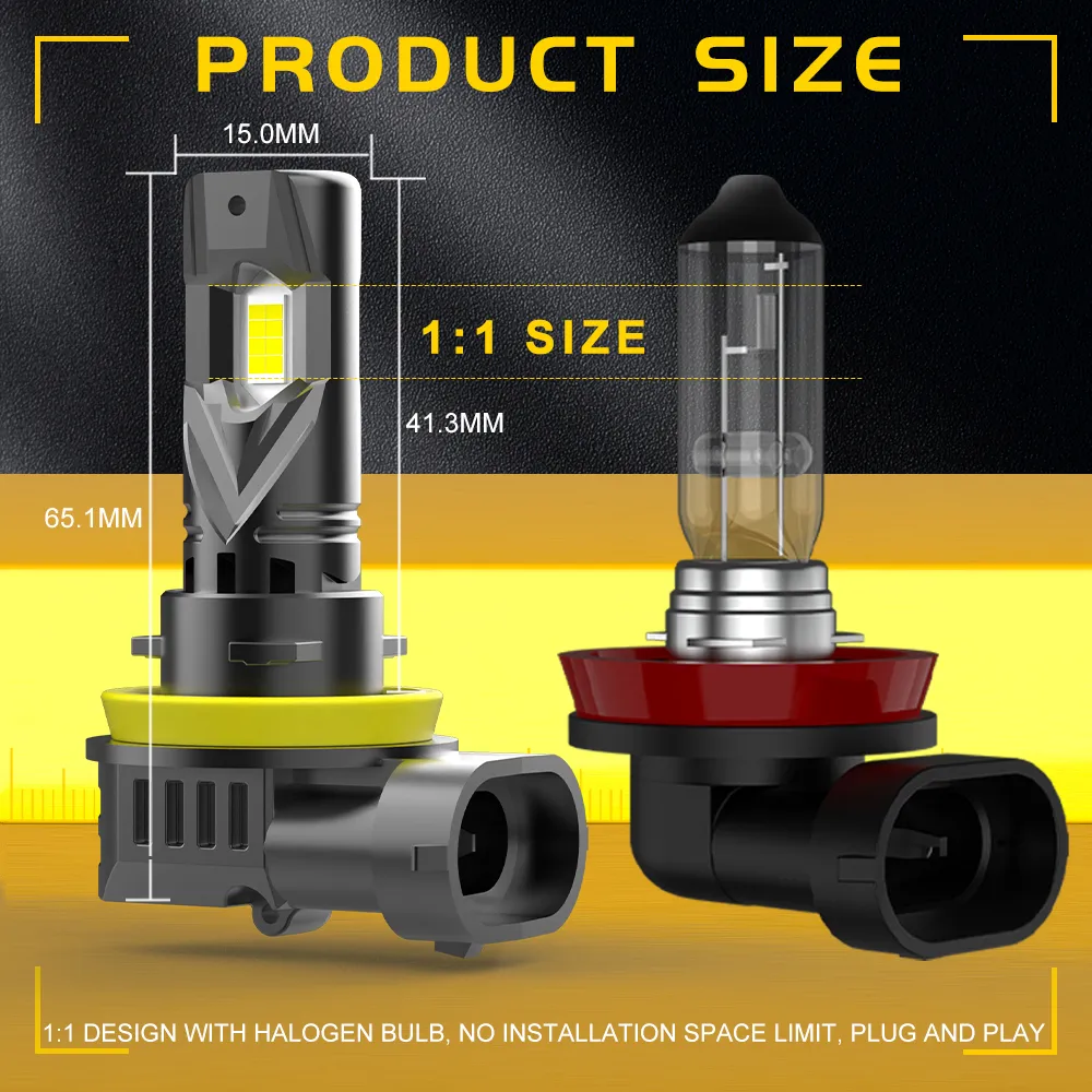 DHgate.com:BMTxms 2Pcs 1:1 Mini H7 LED Car Headlight, 20000LM Turbo Fog ...