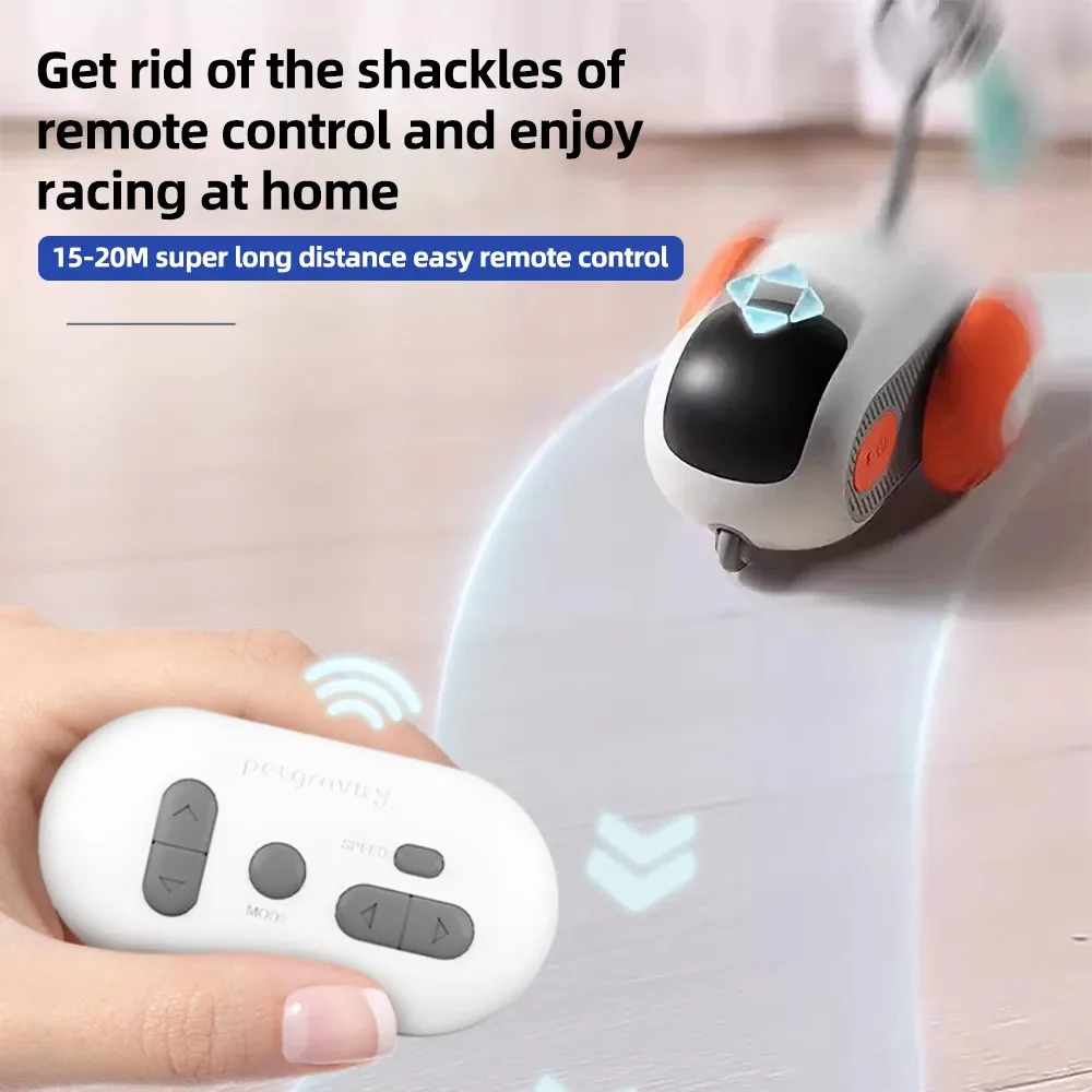 2 Modes Smart Cat Toy Automatic Moving Remote Control Car for Cats and ...